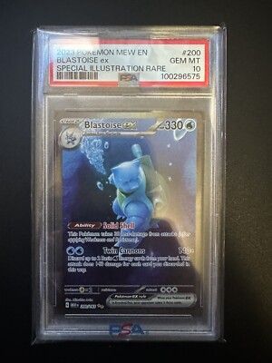 2023 Blastoise ex 200/165 Special Illustration Rare 151 GEM MINT PSA 10 ...