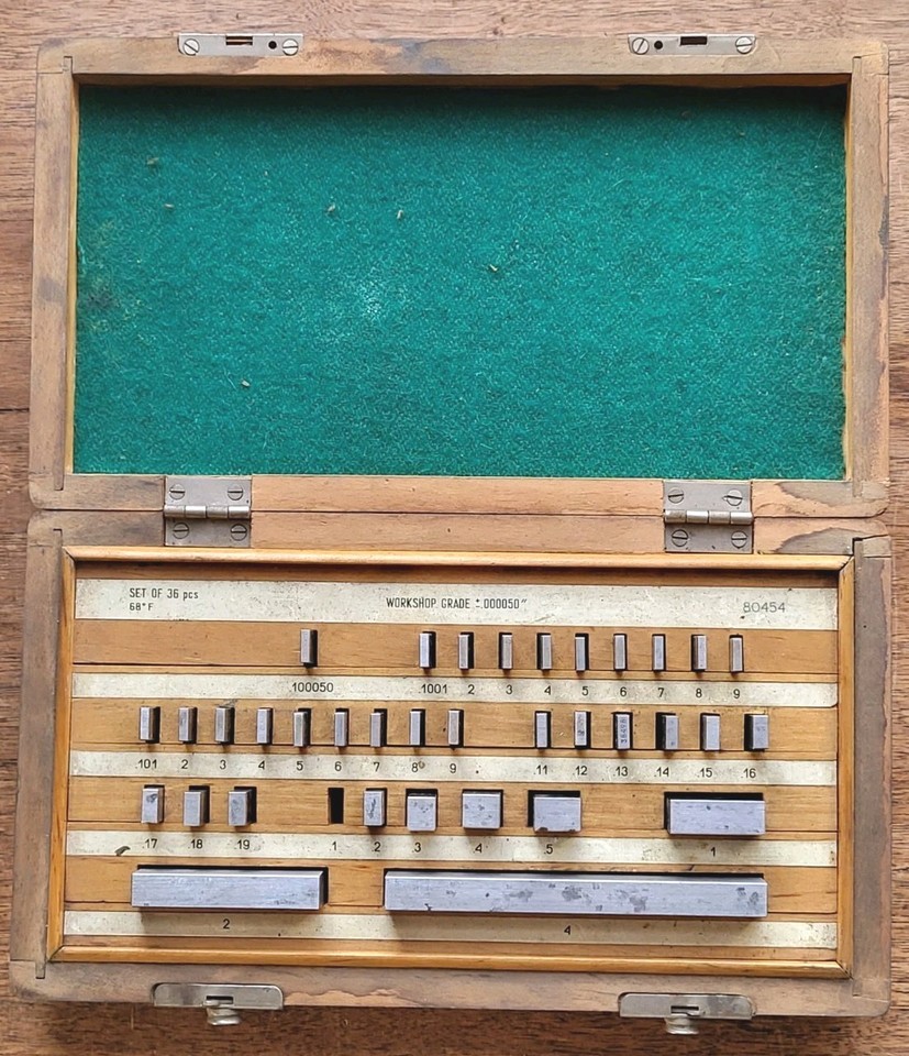 Vintage Work Shop Grade (35 pcs) Gage Block Set w/Wooden Box | eBay