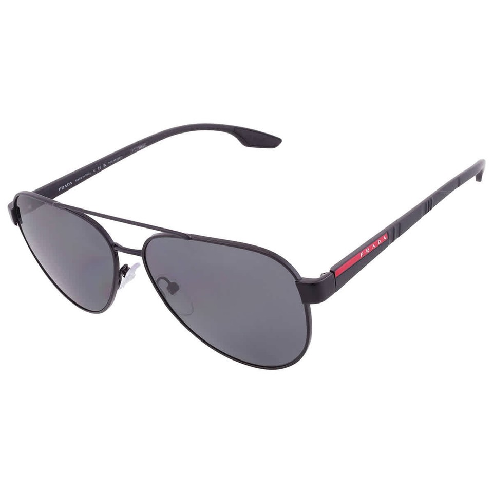 Prada Linea Rossa Polarized Grey Pilot Men's Sunglasses PS 54TS 1AB5Z1 ...