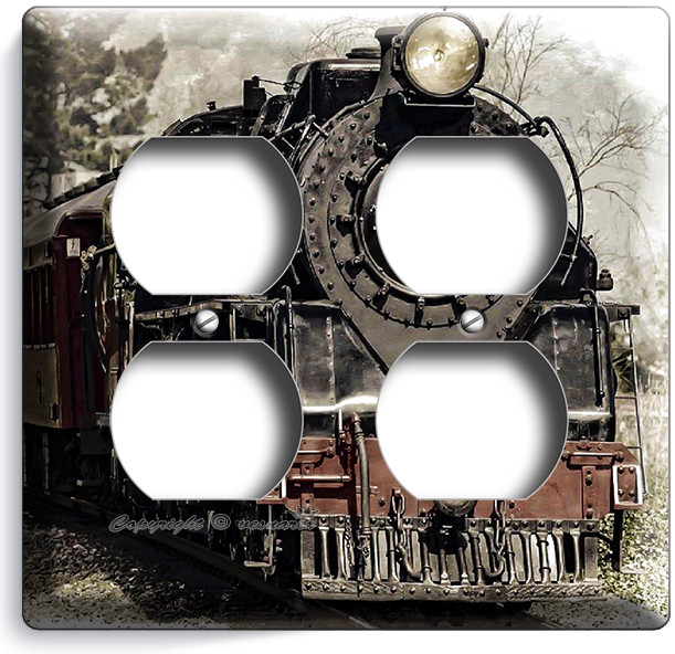 STEAM ENGINE TRAIN OLD RAILROAD LOCOMOTIVE LIGHT SWITCH OUTLET PLATES ...