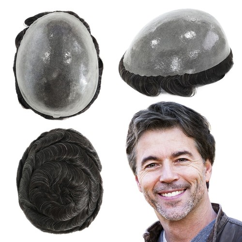 Mens Hair Replacement Human Hair Unit System Poly Skin Hairpieces ...