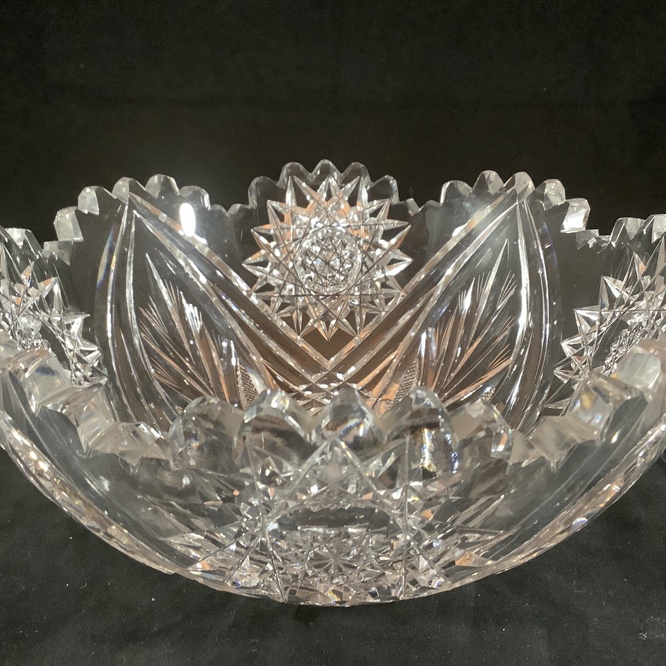 Vintage Antique American Brilliant Cut Clear Glass Sawtooth Rim 8.25 ...