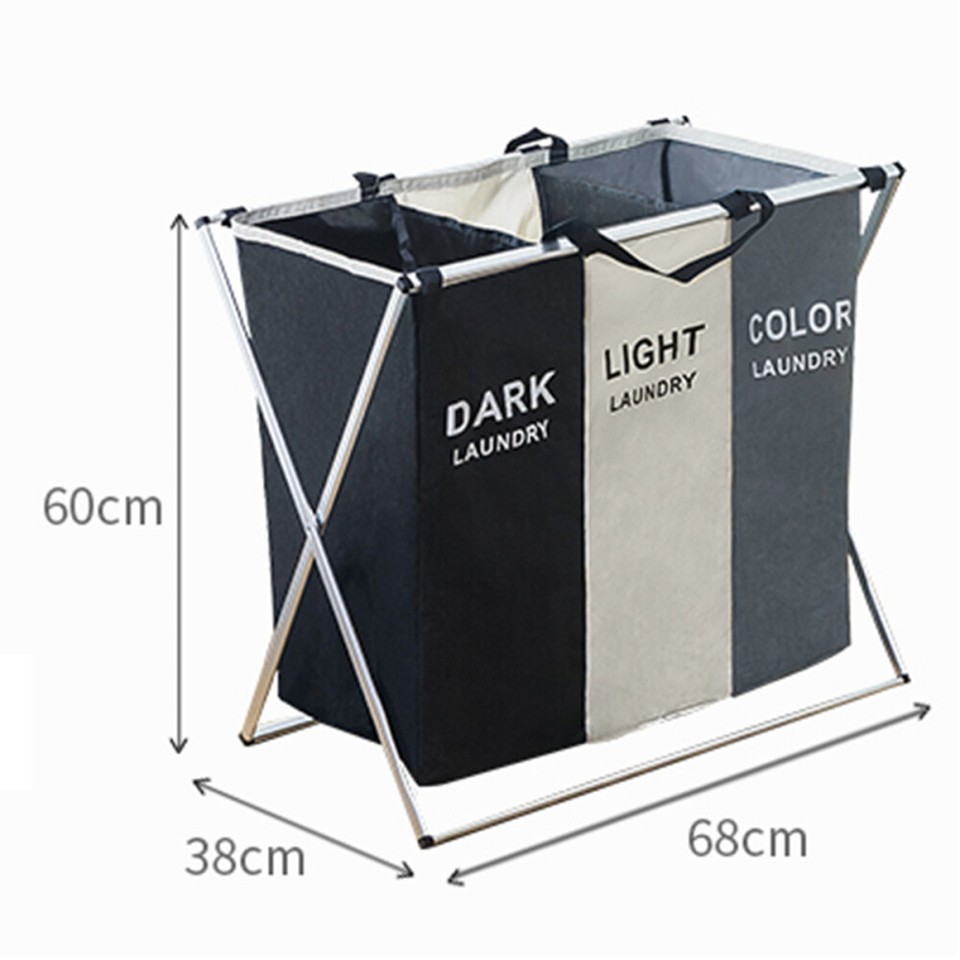 2 / 3 COMPARTMENT LAUNDRY CLOTHES WASHING STORAGE BASKET HAMPER DARK ...