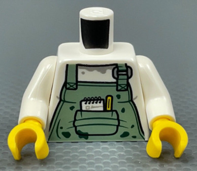 LEGO Minifigure Torso Sand Green Apron Pen Pad in Pocket Dark Green ...
