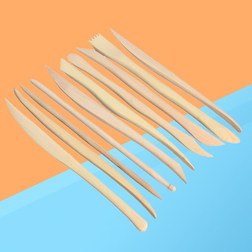 10 Pcs Wooden Bamboo Pottery Clay Tools Sculpting Beginner Ceramics | eBay