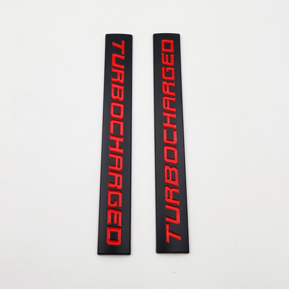 2x Black&Red Metal TURBOCHARGED Logo Emblems Sport Bagde Turbo Sticker ...