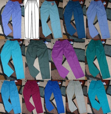 Crest Woman Elastic Waist Scrub Pant 2 Pocket Front Crease stitch Sz XS ...