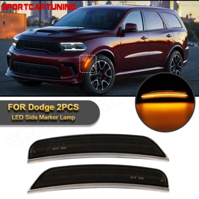 For 2021-2024 Dodge Durango 2xAmber LED Smoke Lens Front Side Marker ...