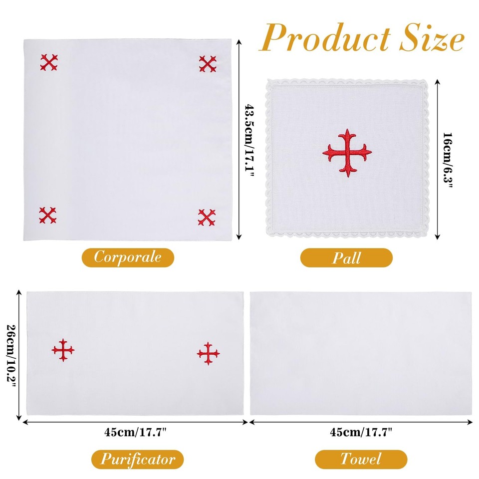 4 Pack Altar Supplies Linen Corporal for Churches SetPall,Corporal ...