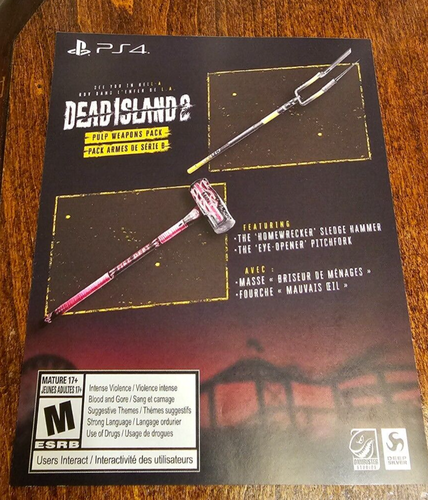 Dead Island 2 Pulp Weapons Pack Preorder Bonus PS4 PS5 | eBay