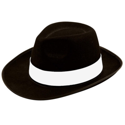 ADULT BLACK AL CAPONE GANGSTER MAFIA TRILBY FEDORA HAT FANCY DRESS ...