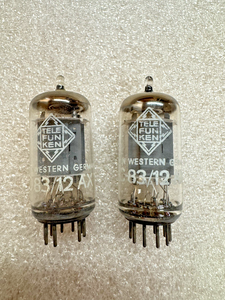 TELEFUNKEN 12AX7 ECC83 Smooth Plate Low Noise Matched Date Code Pair ...