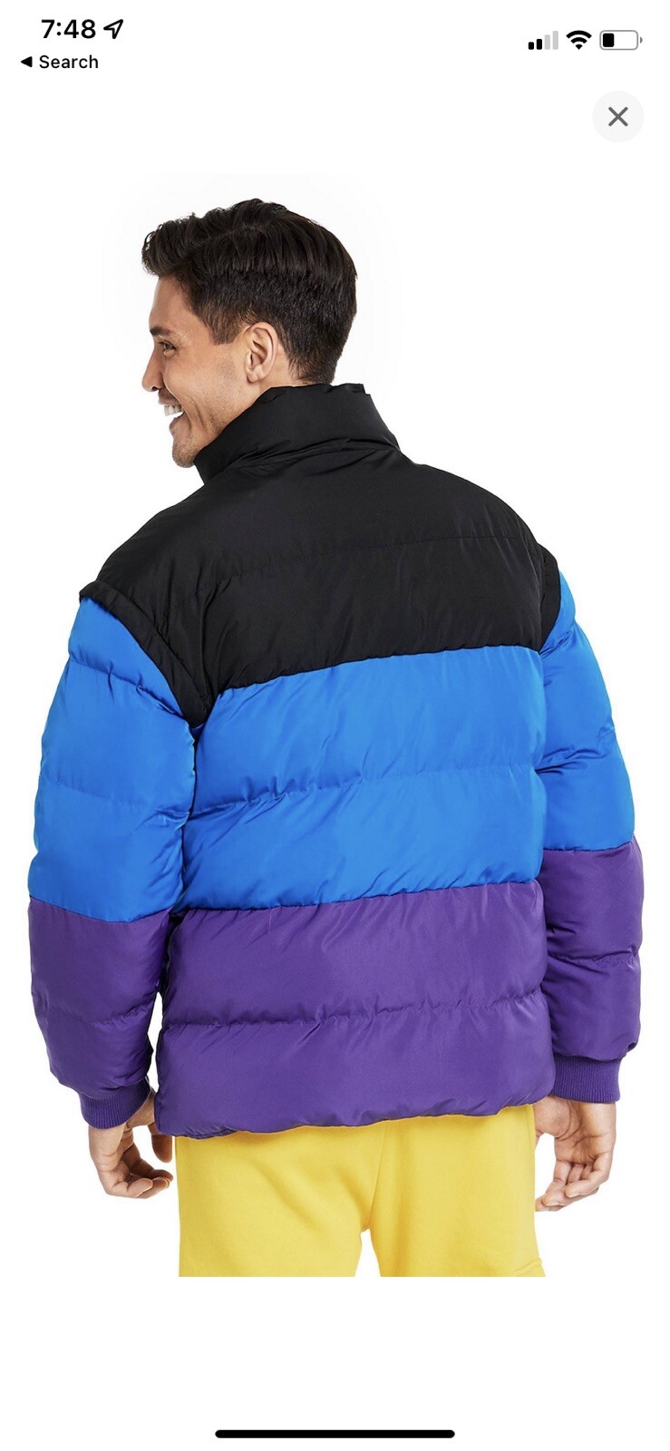 Lego X Target Mens Puffer Jacket Striped Unisex NWT Blue Purple Black ...