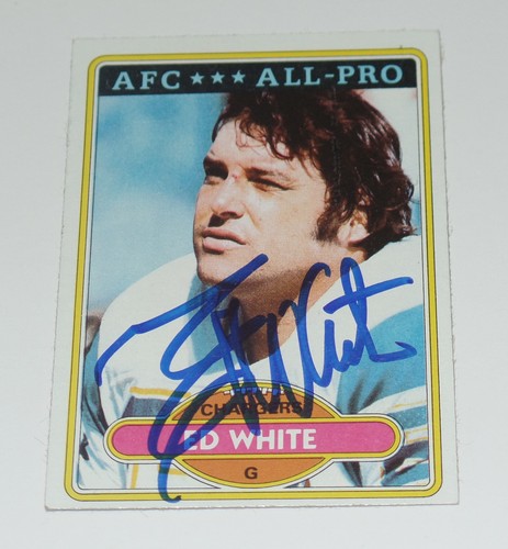 ED WHITE SIGNED AUTO'D 1980 TOPPS CARD #190 SAN DIEGO CHARGERS VIKINGS ...