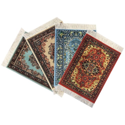 Carpet Coasters Set Of 4 Turkish Rug Style Table Drink Mats Absorbent ...