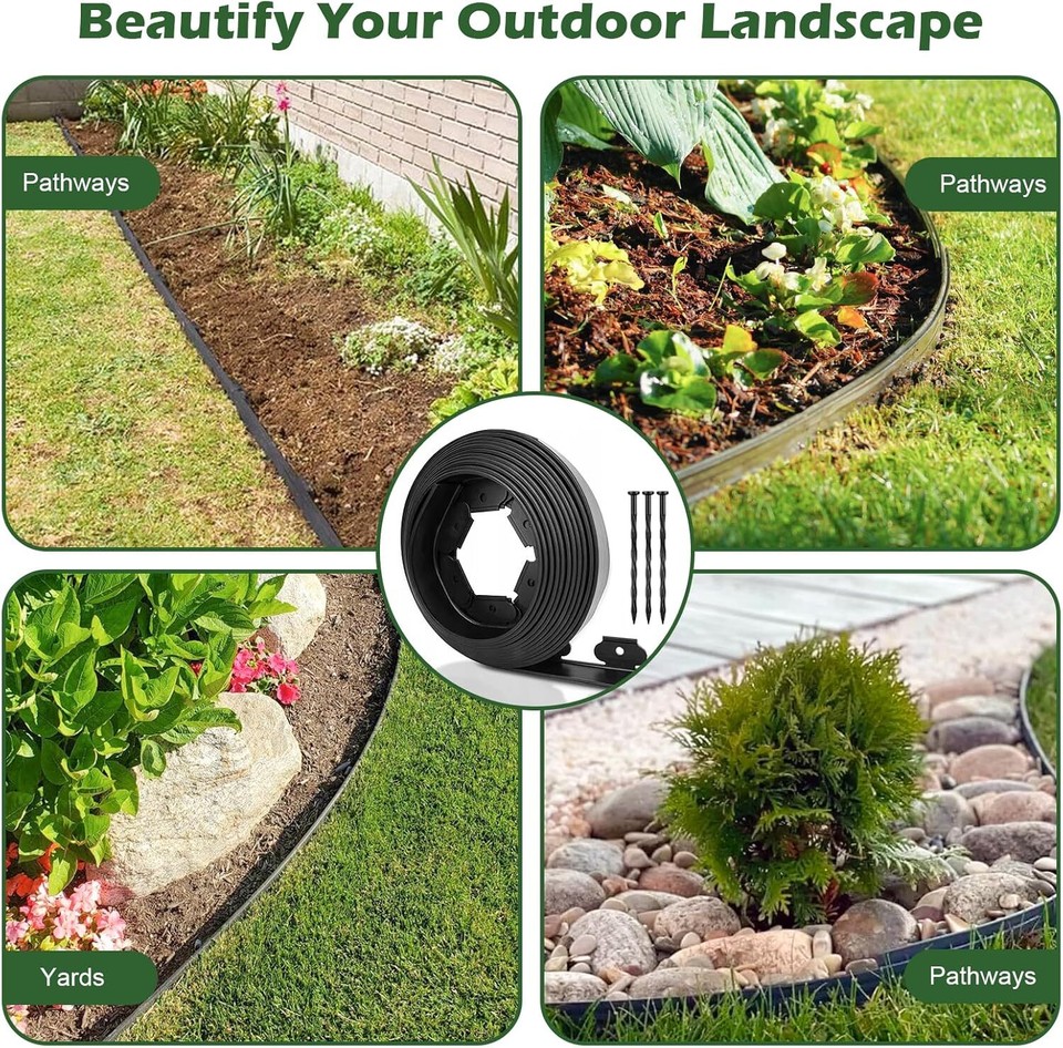 33ft Garden No Dig Landscape Edging Border Kit 2" Tall Flexible Yard ...