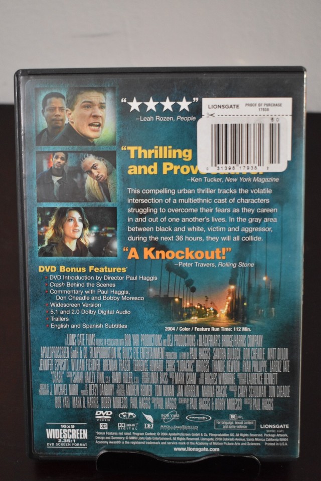 Crash DVD 2004 Academy Award Best Picture Sandra Bullock Don Cheadle ...
