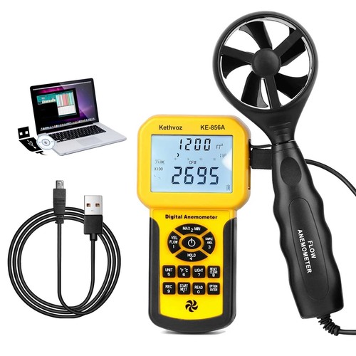 856A Anemometer Air Flow Tester w | USB Data Storage | Measures Wind ...