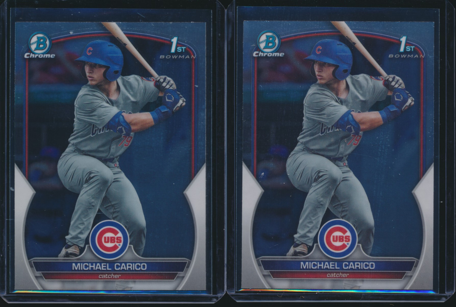Lot of (2) MICHAEL CARICO 1st 2023 Bowman Chrome Draft CUBS Rookie Card ...