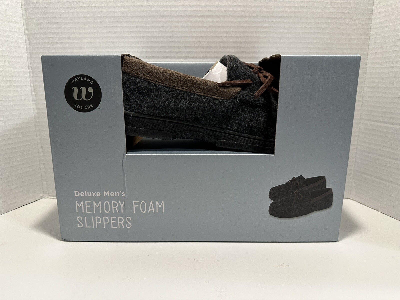 Wayland Square Slippers Deluxe Men's Memory Foam Size Medium 8-9 Gray ...