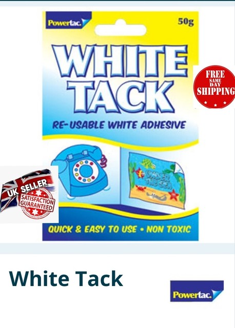2 White Tac Tack 50g Reusable Adhesive Easy Use Putty Multi Purpose ...