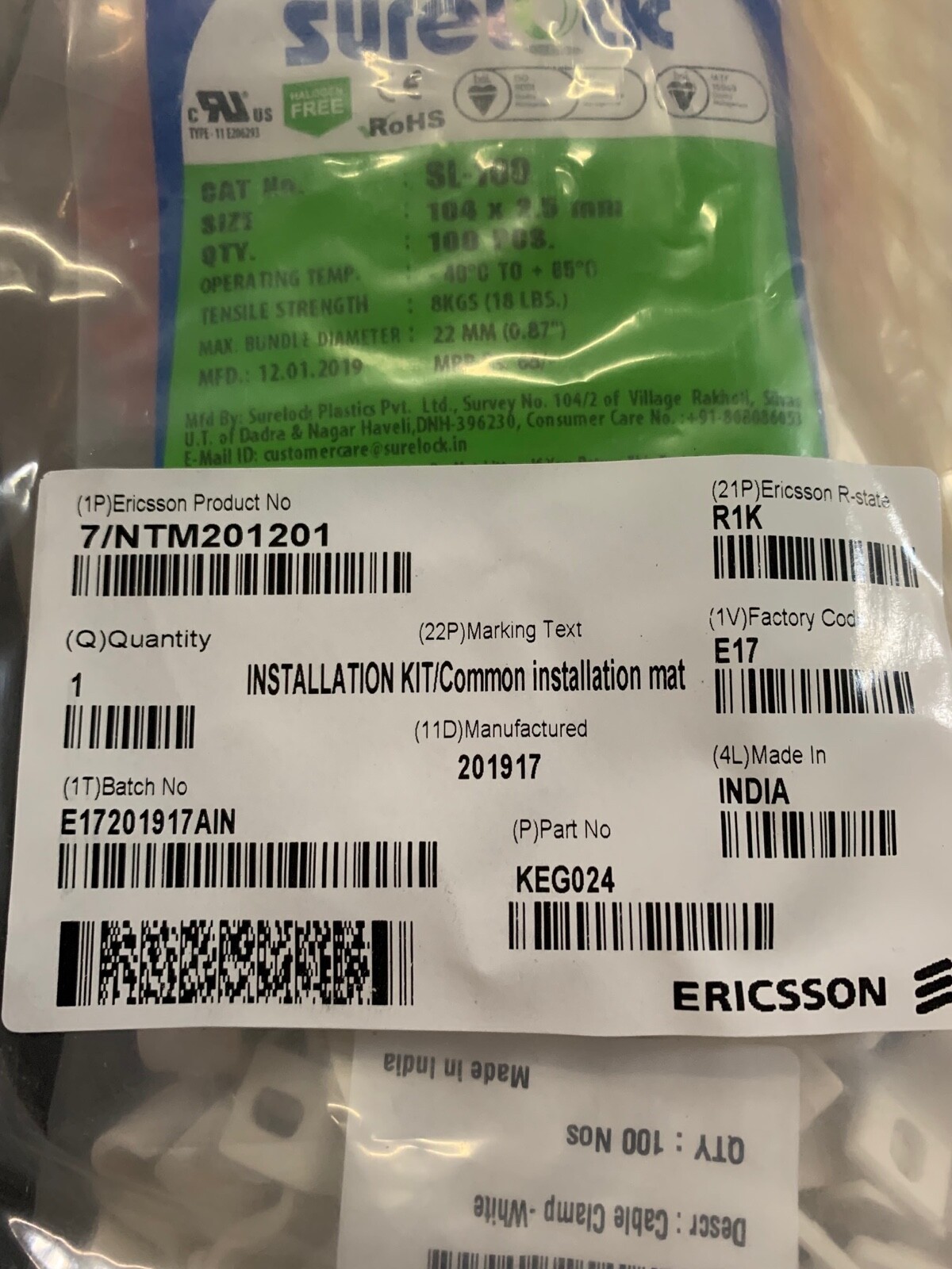 Ericsson 7/NTM201201 Installation Kit/common Installation mat for sale ...