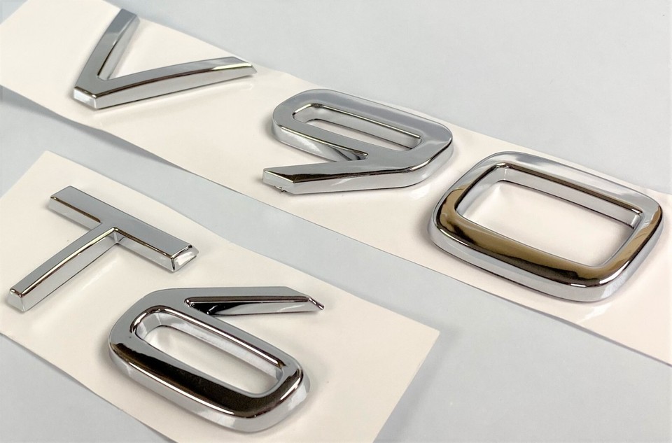 CHROME V90 + T6 FIT VOLVO V90 REAR TRUNK NAMEPLATE EMBLEM BADGE LETTERS ...