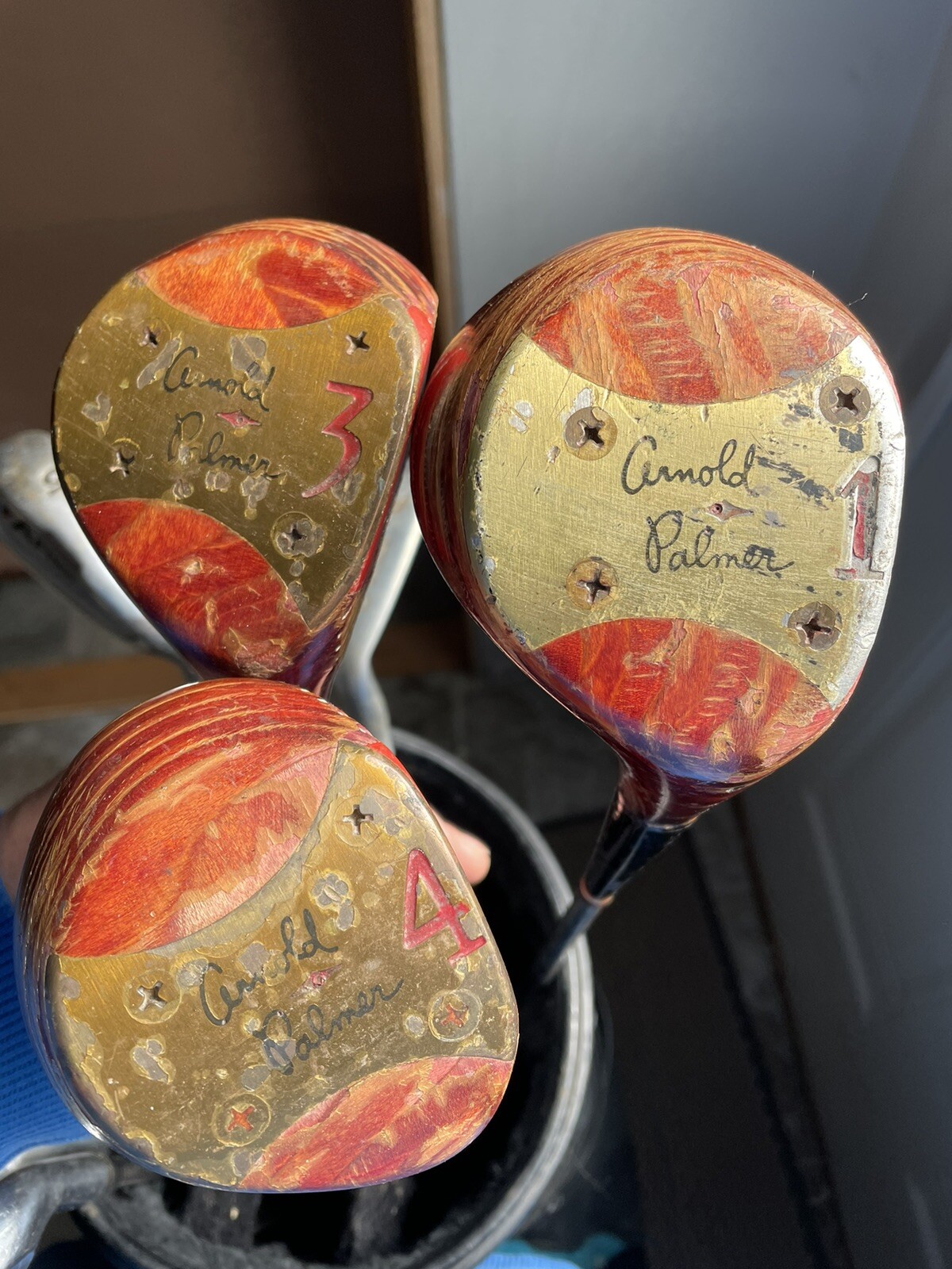 RARE Arnold Palmer Signarure Wood Clubs 1, 3 & 4 Vintage Golf ...
