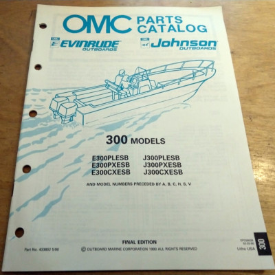 Evinrude Johnson 300 HP Outboard Motor Parts Manual List Book Catalog ...