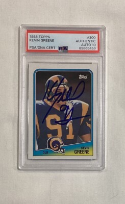 KEVIN GREENE RC 1988 TOPPS HOF ROOKIE CARD #300 SIGNED AUTOGRAPH PSA ...