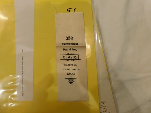 550 Iowa GAR Civil War Veterans Ribbon 25th Encampment Waterloo 1899 ...