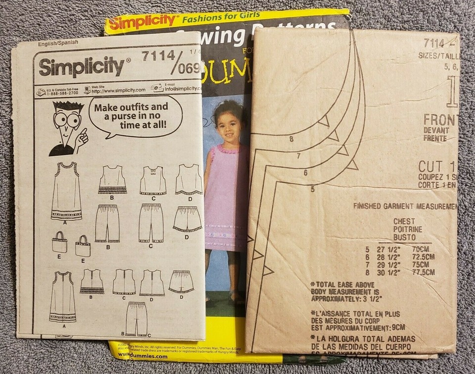 Simplicity Sewing Patterns for Dummies 7114 Child's Dress Tops Pants ...
