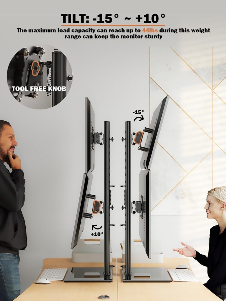 Dual Monitor Stand - Vertical Stack Screen Free-Standing Monitor Riser ...