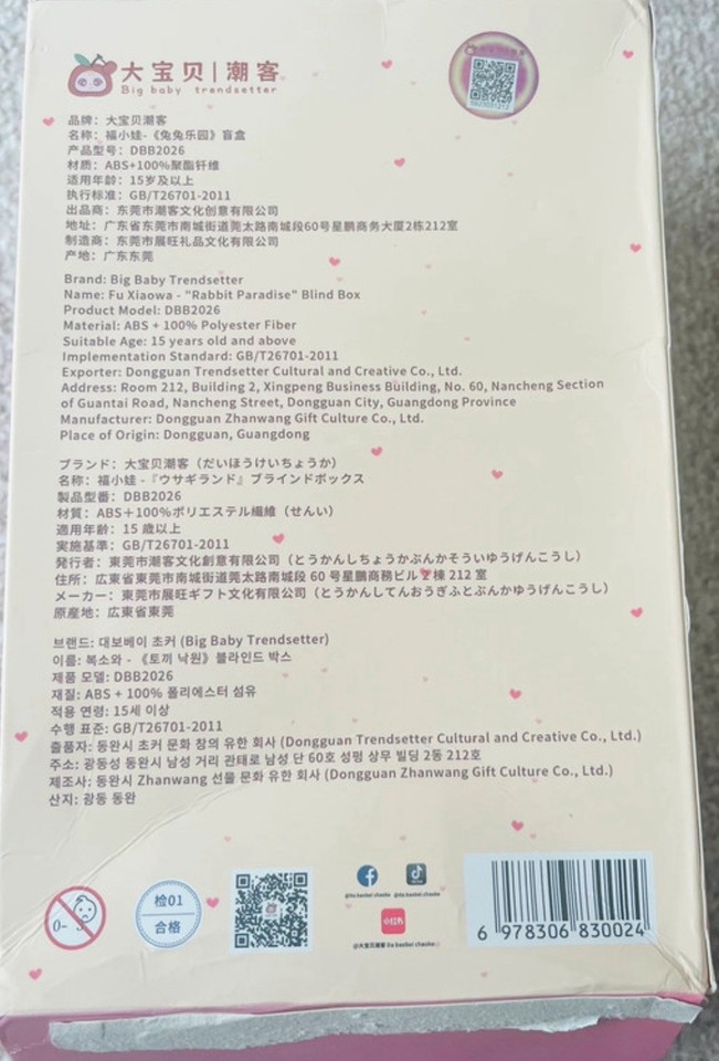 Rabbit Paradise Big Baby Trendsetter Blind Box New Unsealed Box | eBay UK