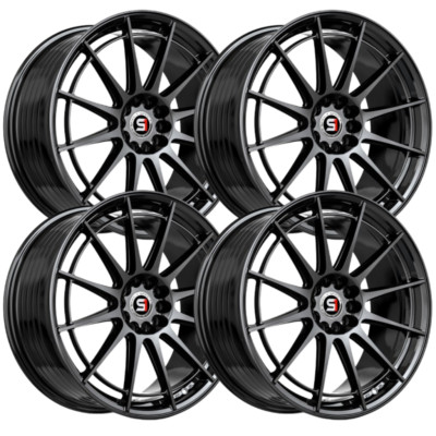 (Set-4) Spec-1 SP-64 17x8 4x100/4x114.3 42mm Gloss Black wheels rims 17 ...