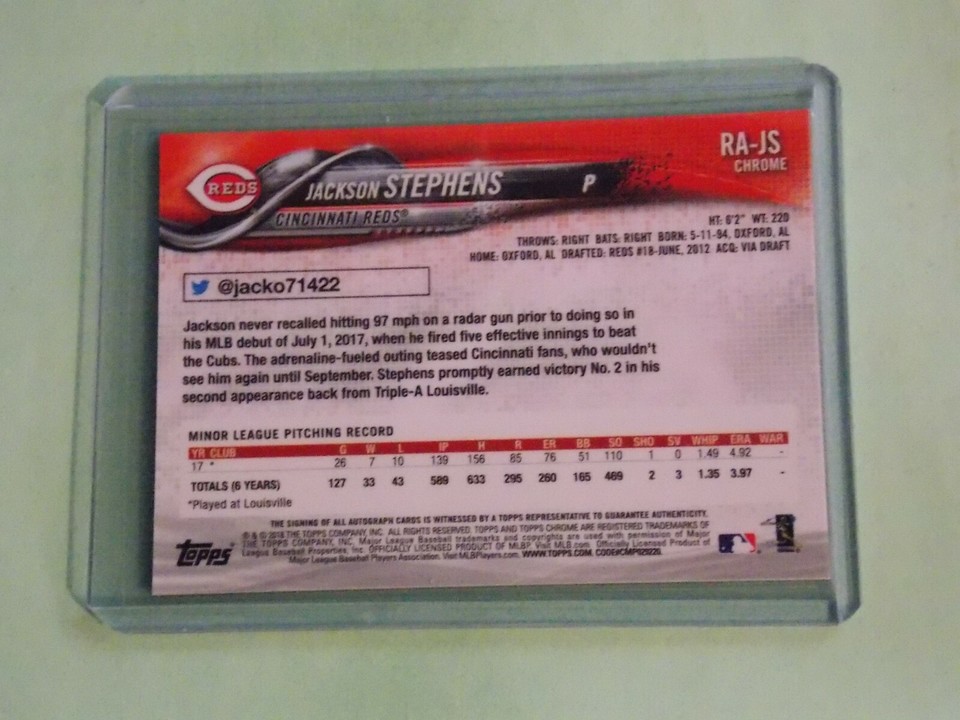 2018 Topps Chrome Jackson Stephens Rookie Card RC Auto Autograph #RAJS ...