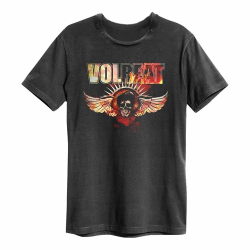 Amplified Volbeat Skull Wings Mens Charcoal T Shirt Volbeat Classic Tee ...