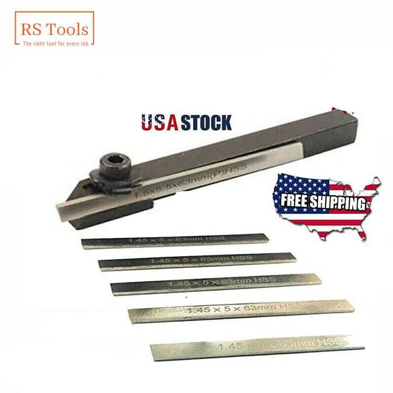 New Mini Parting Tool Cut Off Holder 8mm With 6 Pcs HSS Blades For Mini ...