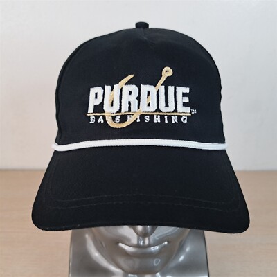 PURDUE BASS FISHING ADJUSTABLE SNAPBACK BASEBALL HAT/CAP, BLACK, ROPE ...