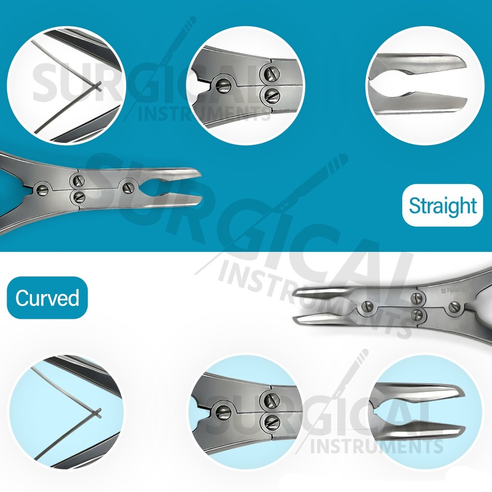 Set of 2 Pcs Ruskin Bone Rongeur 7.50" Straight & Curved 7mm Bite ...