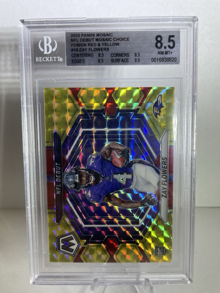 Zay Flowers 2023 Panini Mosaic Red And Yellow Choice /80 (RC) BGS 8.5 ...