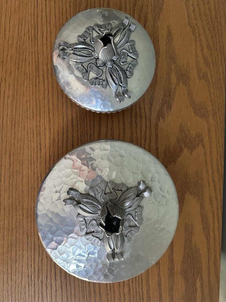 Vintage Silver/Glass Candy Dishes With Intricate Silverplate Flower ...
