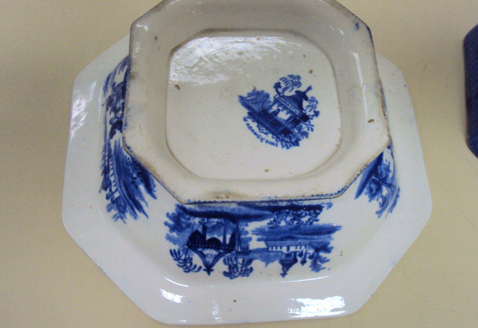 NICE! ANTIQUE ADAMS BLUE TRANSFER "DAMASCUS" COVERED VEGETABLE DISH | eBay