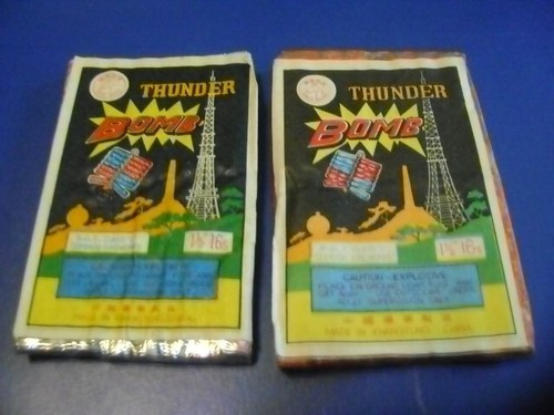 2 vintage firecracker labels Thunder Bomb | eBay