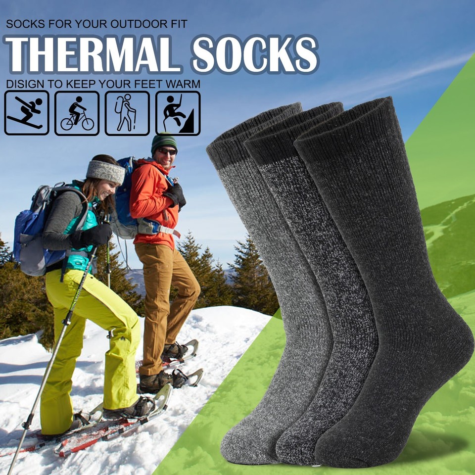 3 Pair Mens Winter Thermal Warm Heavy Duty Cotton Crew Work Boots Socks ...