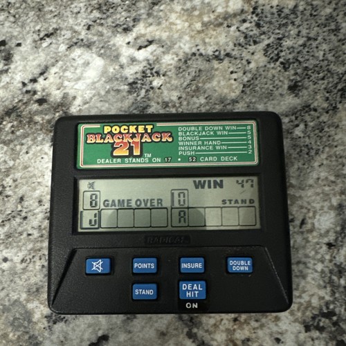 VINTAGE RADICA POCKET BLACKJACK 21 ELECTRONIC HAND HELD GAME 1350 WORKS ...
