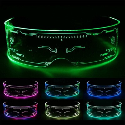 Cyberpunk Clear Lenses 7 Color LED Light Visor Glasses Goggles 4 ...