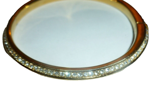 Vintage Gold Tone TWO ROWS SPARKLE RHINESTONES CUFF BRACELET 7" | eBay