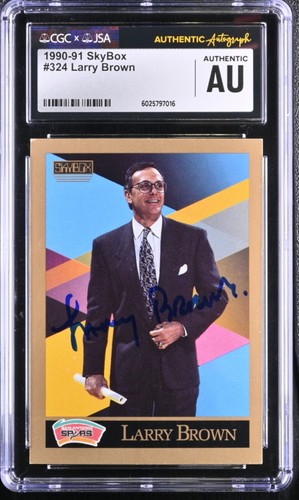 Larry Brown Signed 1990-91 Skybox Card #324 San Antonio Spurs CGC AU ...