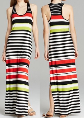 VINCE CAMUTO Multi-Color Ethnic Racerback Stripe Stretch Jersey Maxi ...